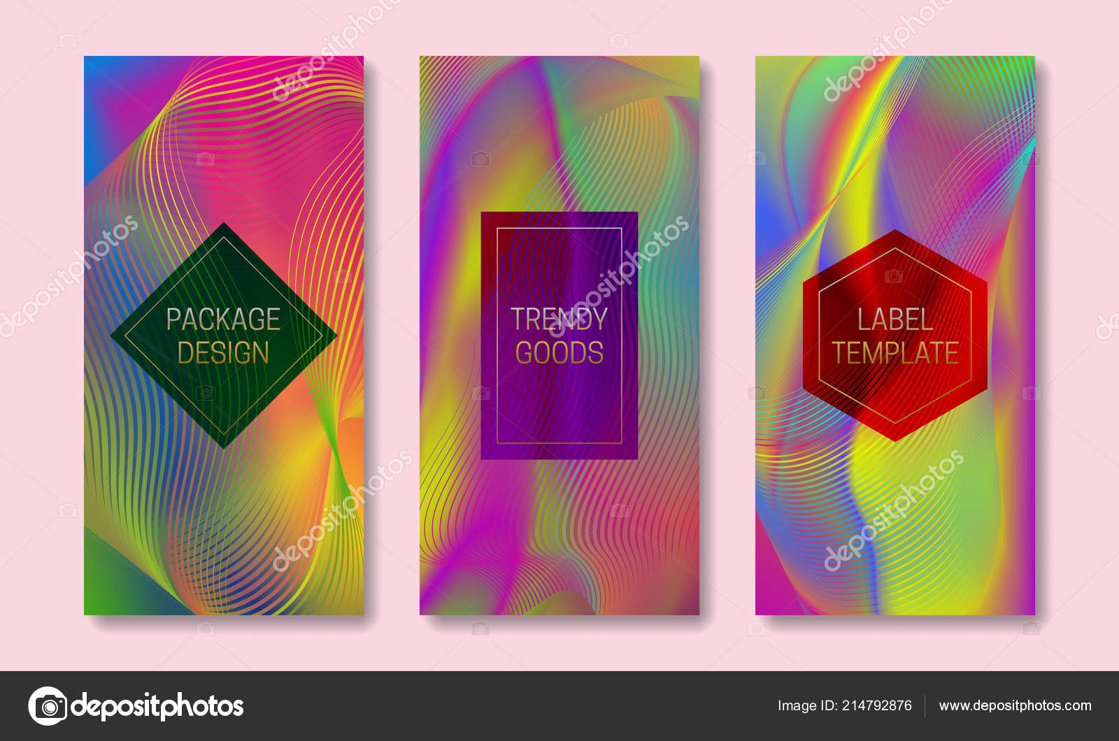 Vector Vibrant Colored Packaging Design Set Colorful Labels Templates ...