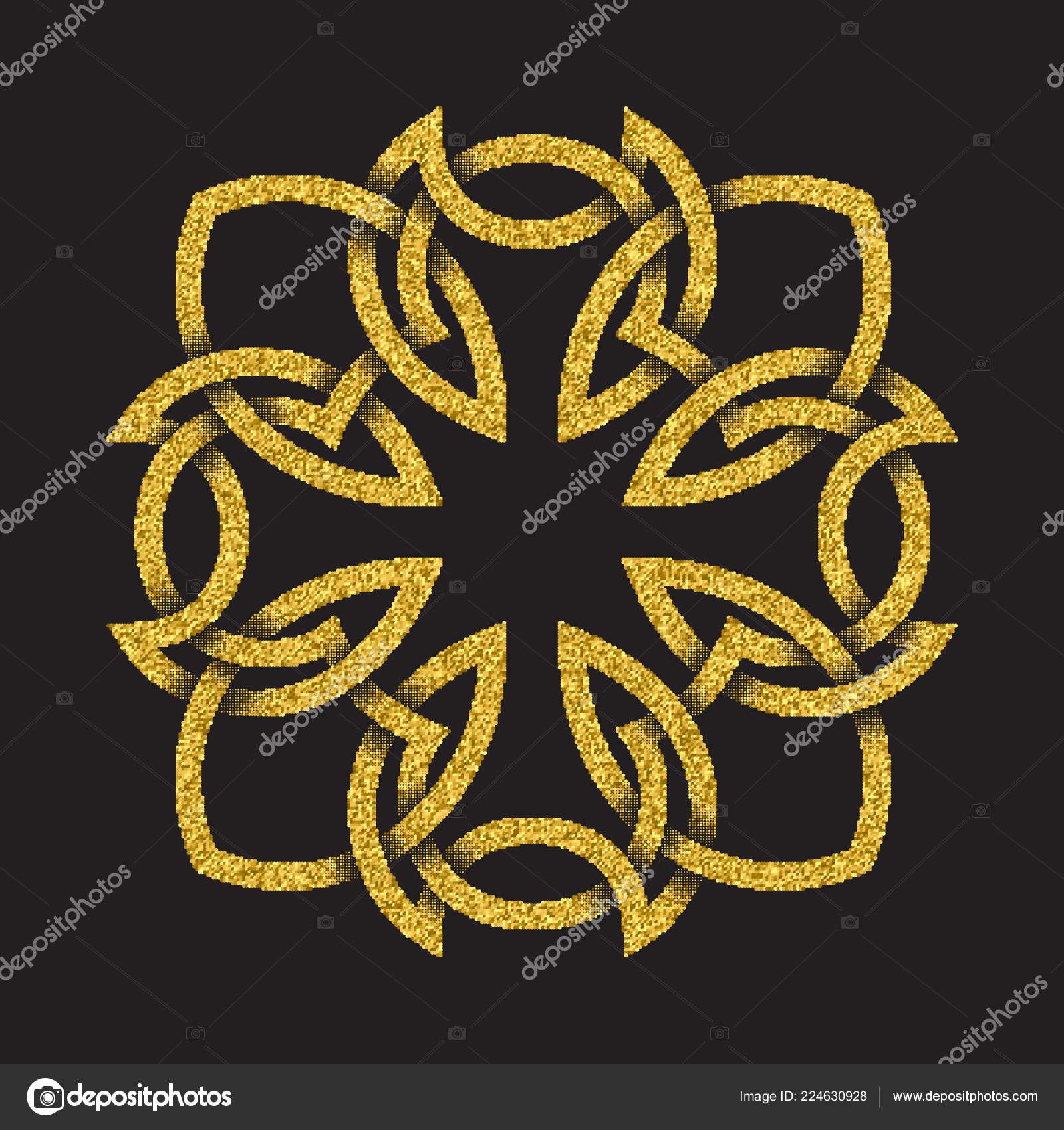 Golden Glittering Logo Symbol Celtic Style Black Background Tribal Symbol Stock Vector Image by ...
