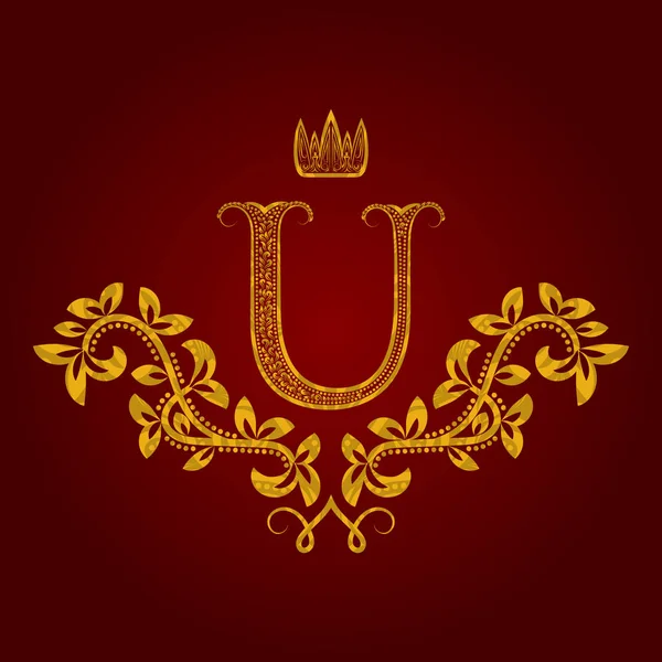 Patterned Golden Letter Monogram Vintage Style Heraldic Coat Arms ...