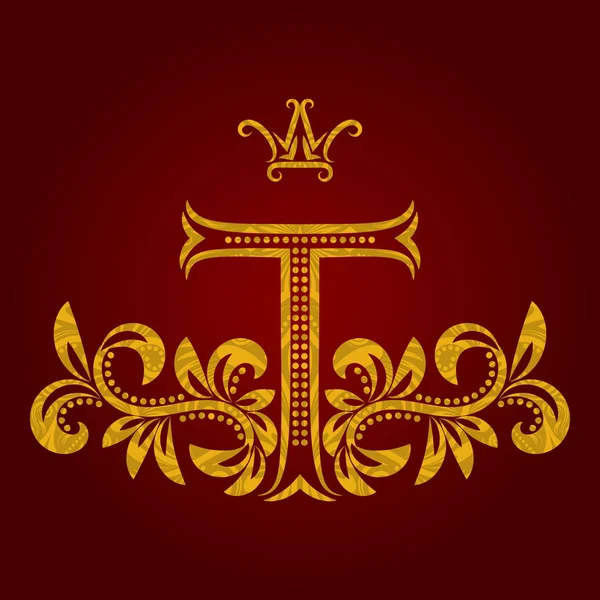 Patterned Golden Letter Monogram Vintage Style Heraldic Coat Arms ...