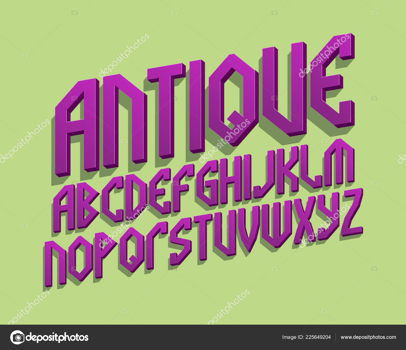 Antikes Alphabet Lila Schrift Für Buchstaben Isoliertes Englisches ...