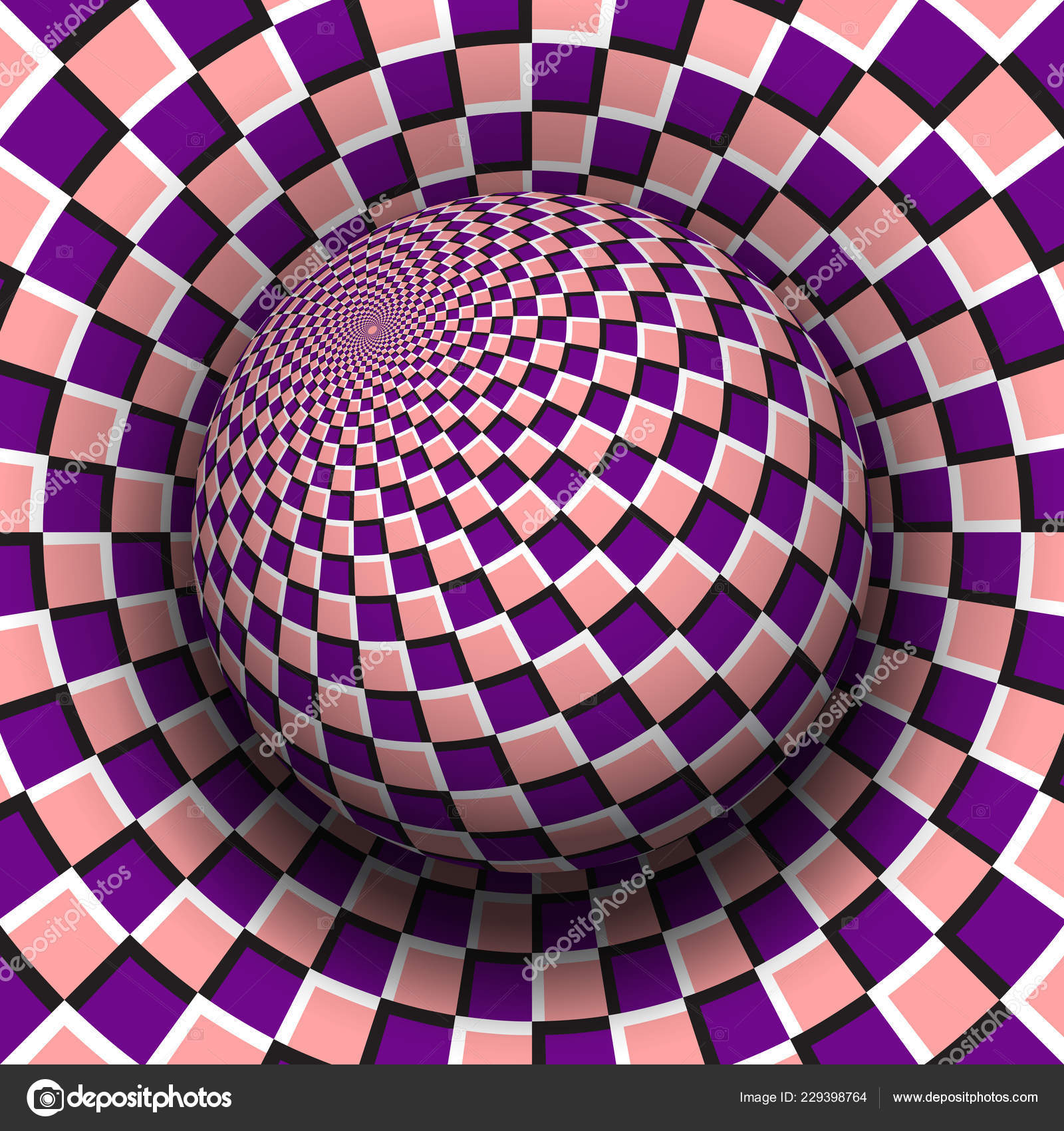 Optical Illusion Vector Illustration Purple Pink Checkered Sphere ...