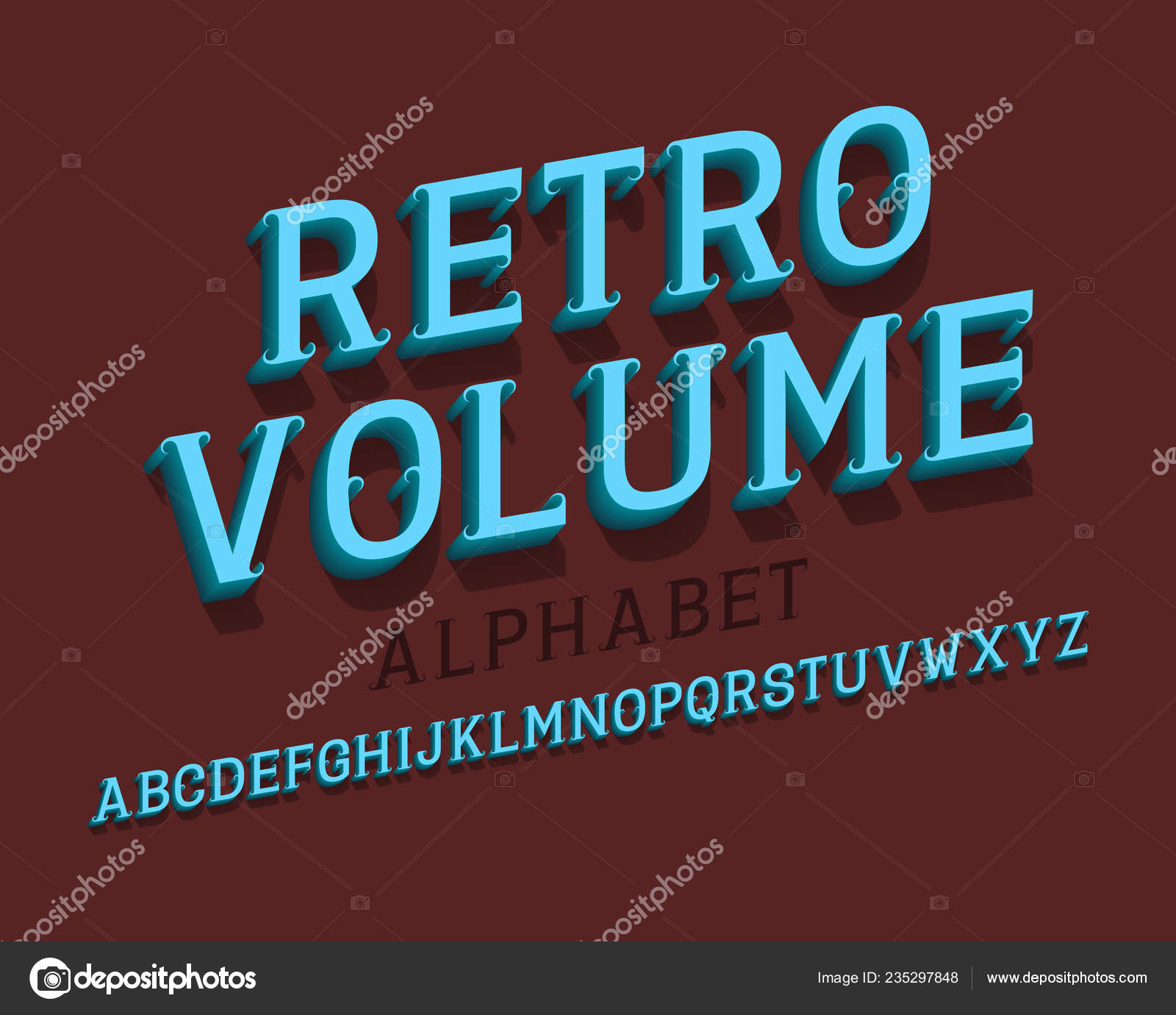 Retro Volume Isolated English Alphabet Vintage Letters Font Stock ...