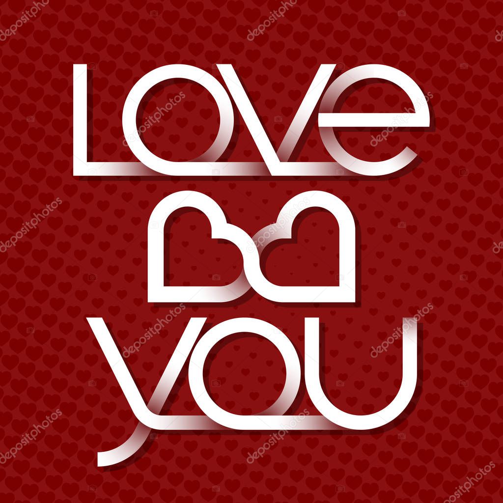Love You letras con dos corazones conectados logo sobre fondo rojo con ...