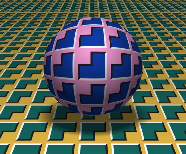 Optical illusion vector illustration. Sphere soaring above the surface ...