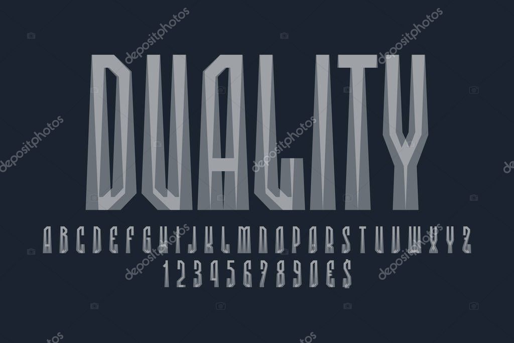 Dualidad artística pantalla de fuente. Pantalla de letras grises ...