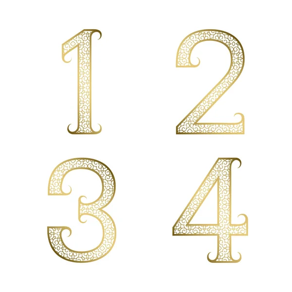 One, two, three, four vintage patterned numbers Stock Vector Image by ...
