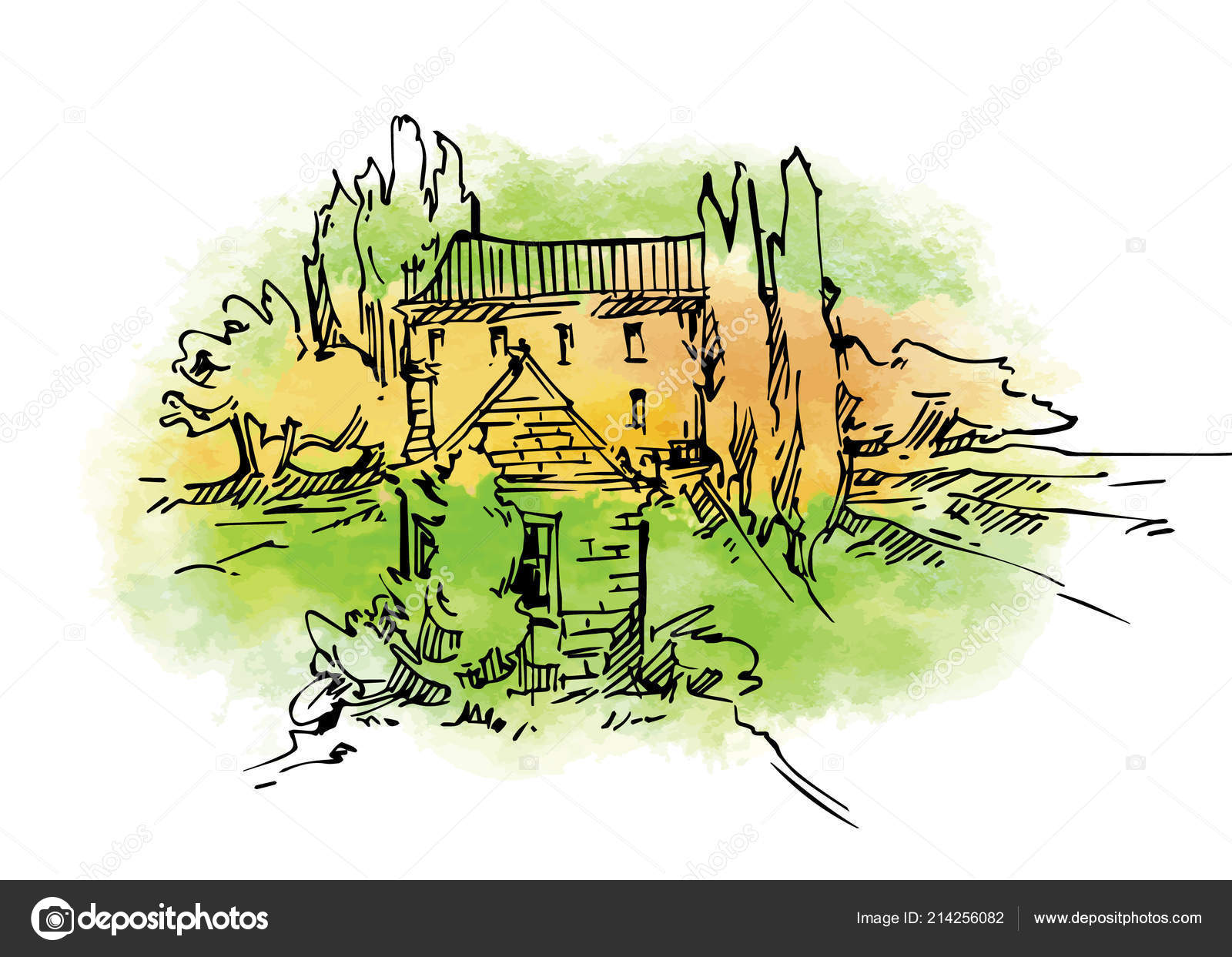 Hand drawn summer landscape. — Stock Vector © ring-ring #214256082
