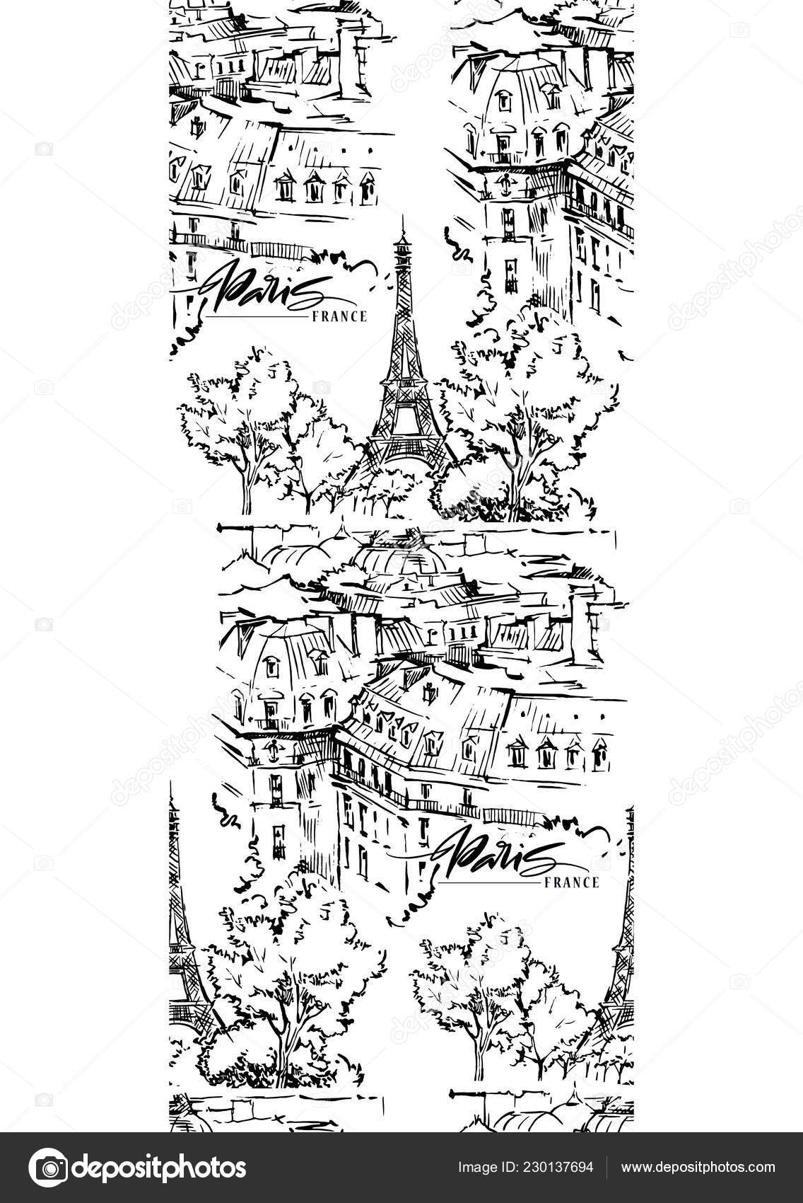 Paris vector illustration. Hand drawn vector artwork. Stock Vector by ...