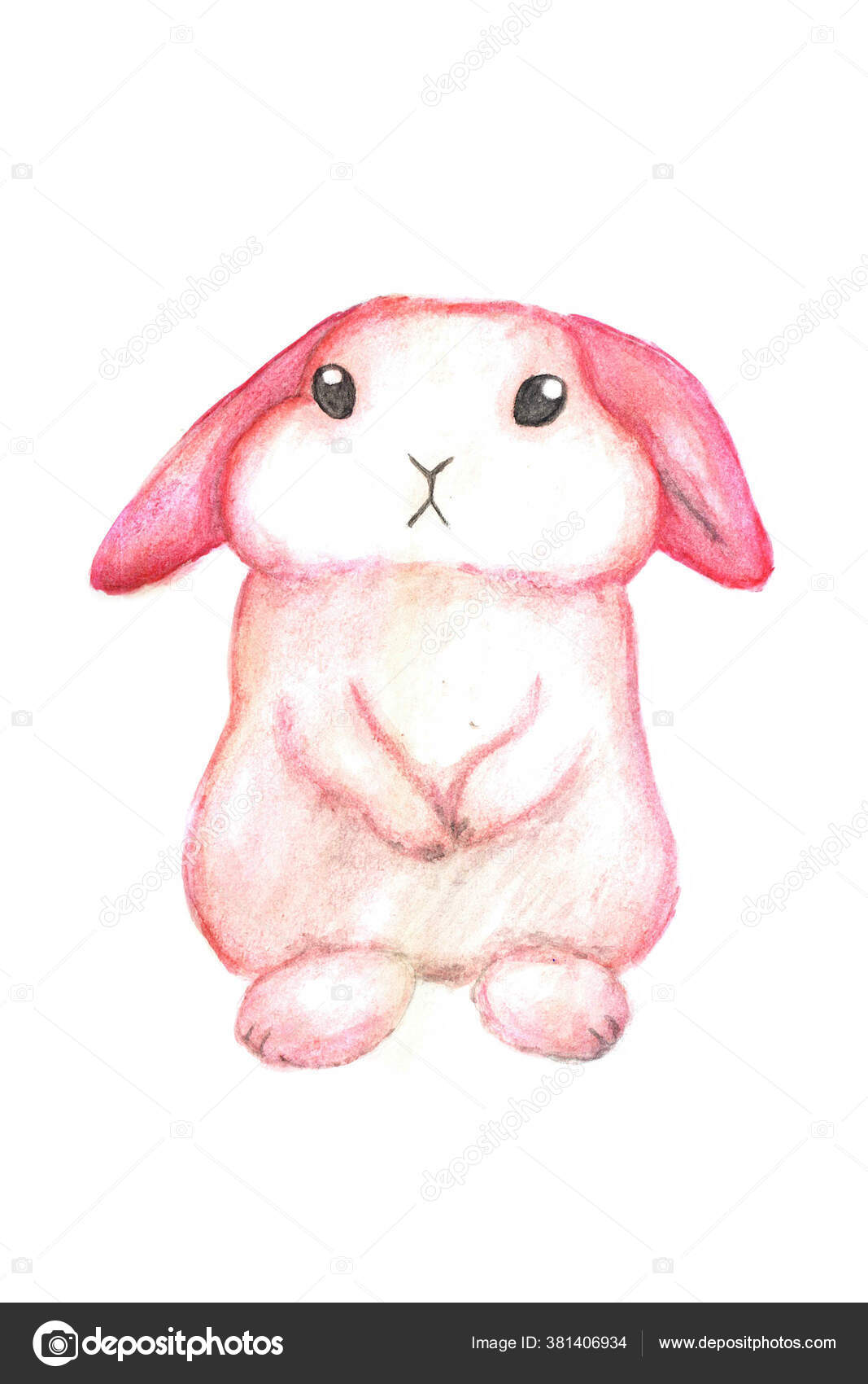Illustration Cute Pink Rabbit White Background — Stock Photo © Alexx60 ...