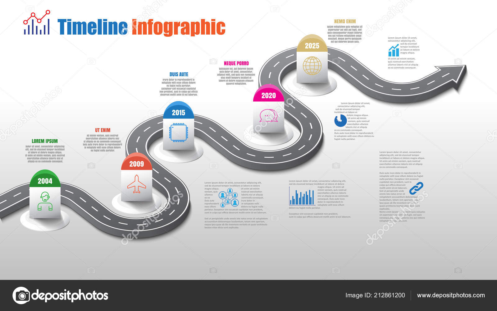 Business Road Map Timeline Infographic Template Pointers Designed ...