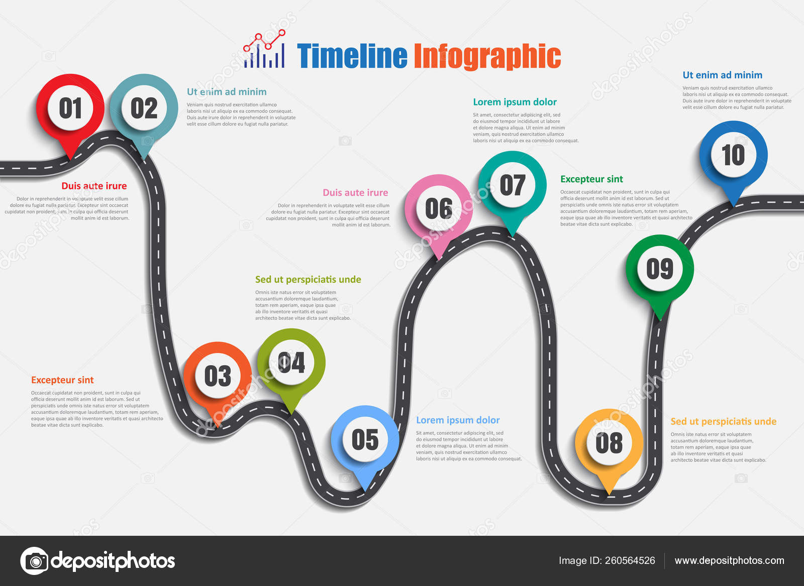 Road Map Business Timeline Infographic Steps Designed Background ...