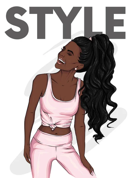 Beautiful African American Woman — Stock Vector © Vgorbash 37525293