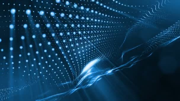 Abstract blue background as a loopable sequence with glow particles and depth of field. 3d ...
