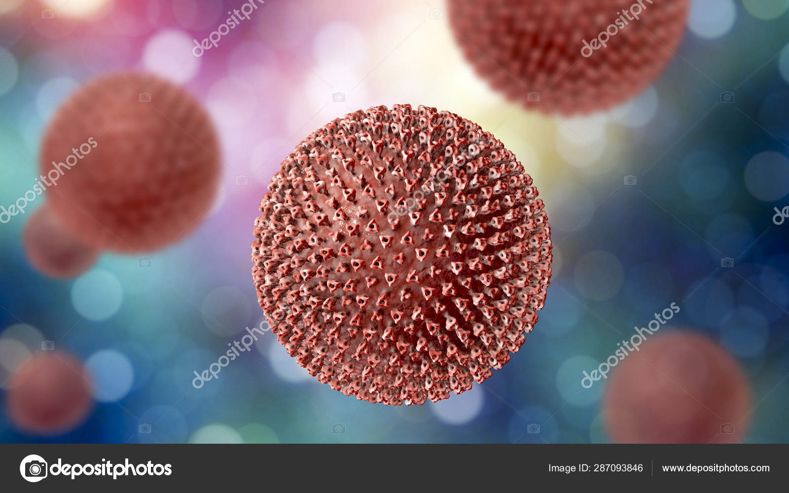 Measles viruses, illustration showing structure of measles virus with ...