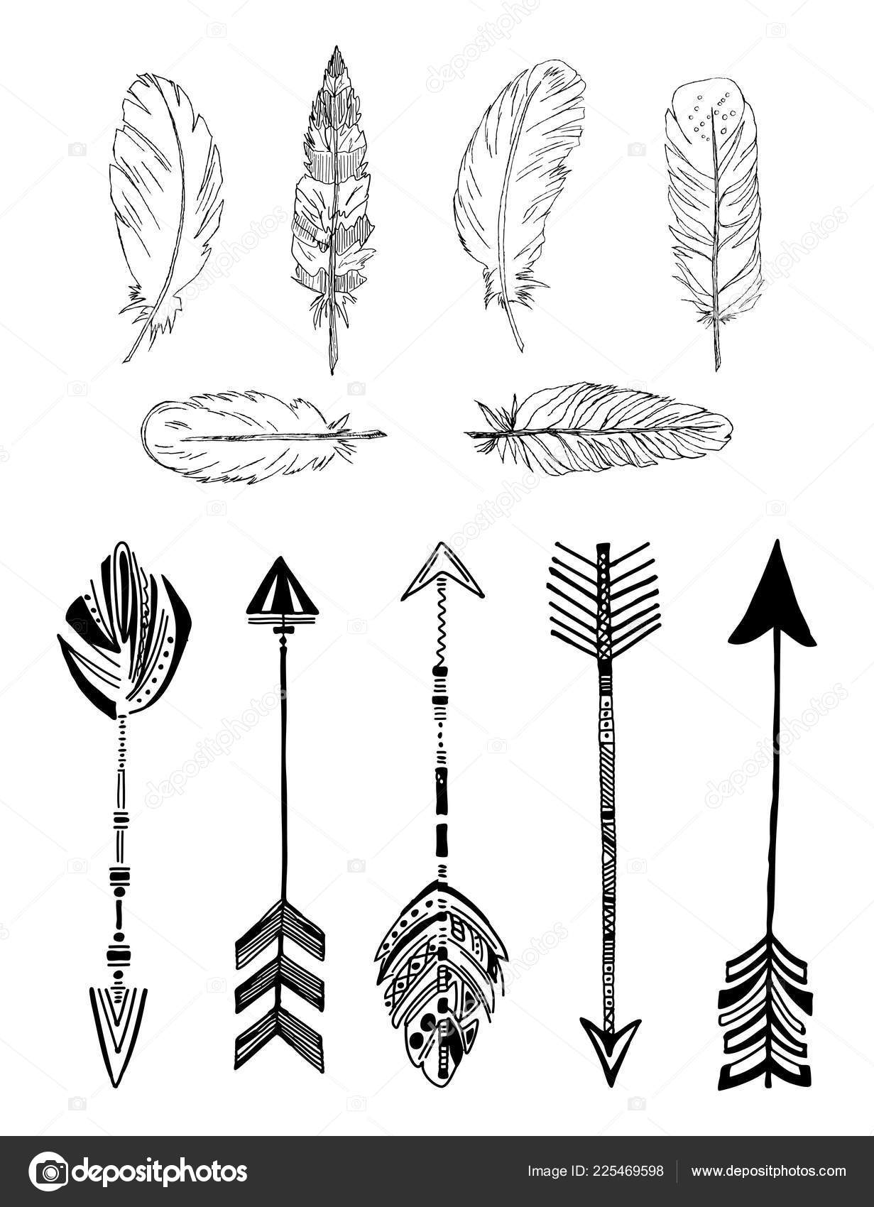 Feather Arrow Drawings