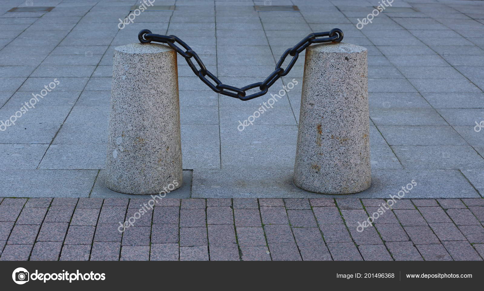 Fencing Concrete Pillars Connected Chain — Stock Photo © VerSta #201496368