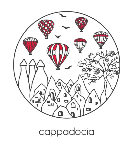 Cappadocia Turkey Colorful Vector Illustration Famous Turkish Travel ...