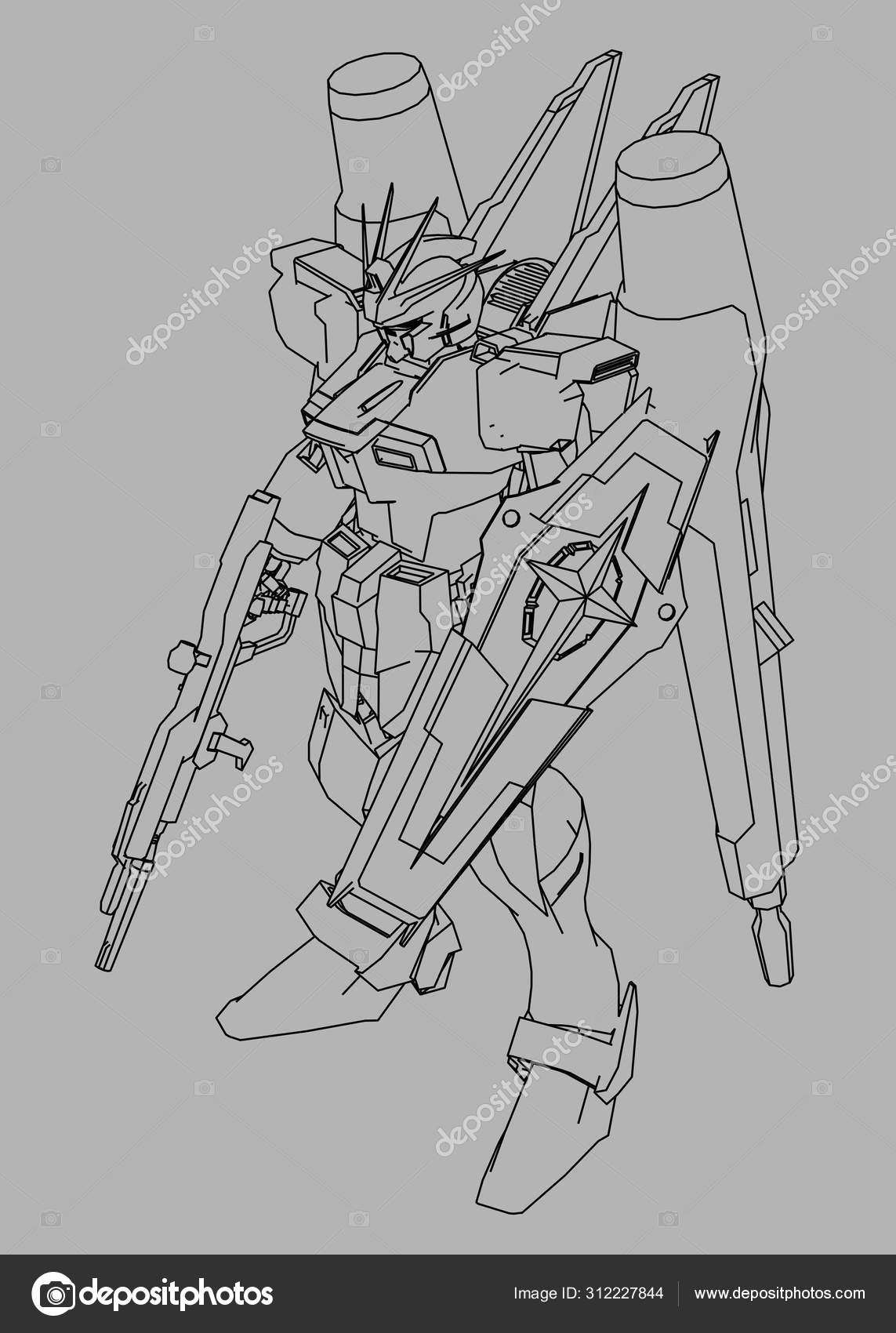 Sci-fi mech soldier standing. Military futuristic robot. Mech ...