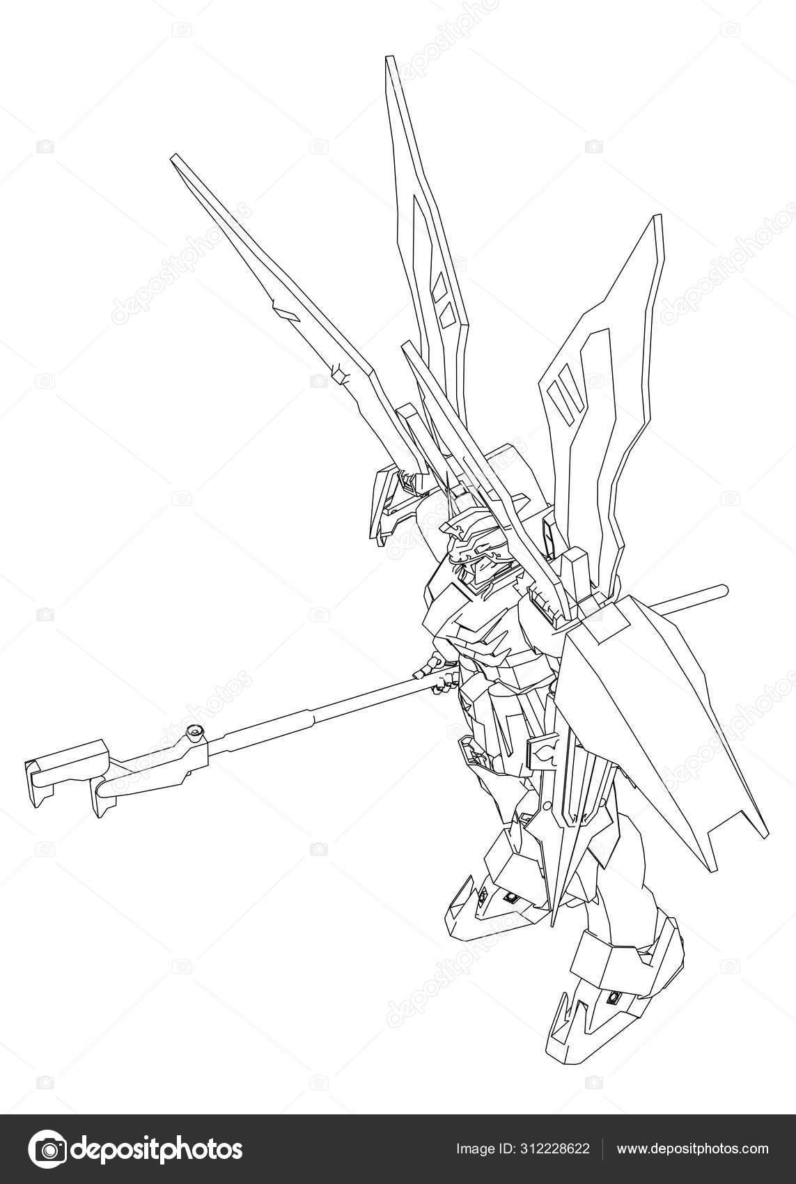 Sci-fi mech soldier standing. Military futuristic robot. Mech ...