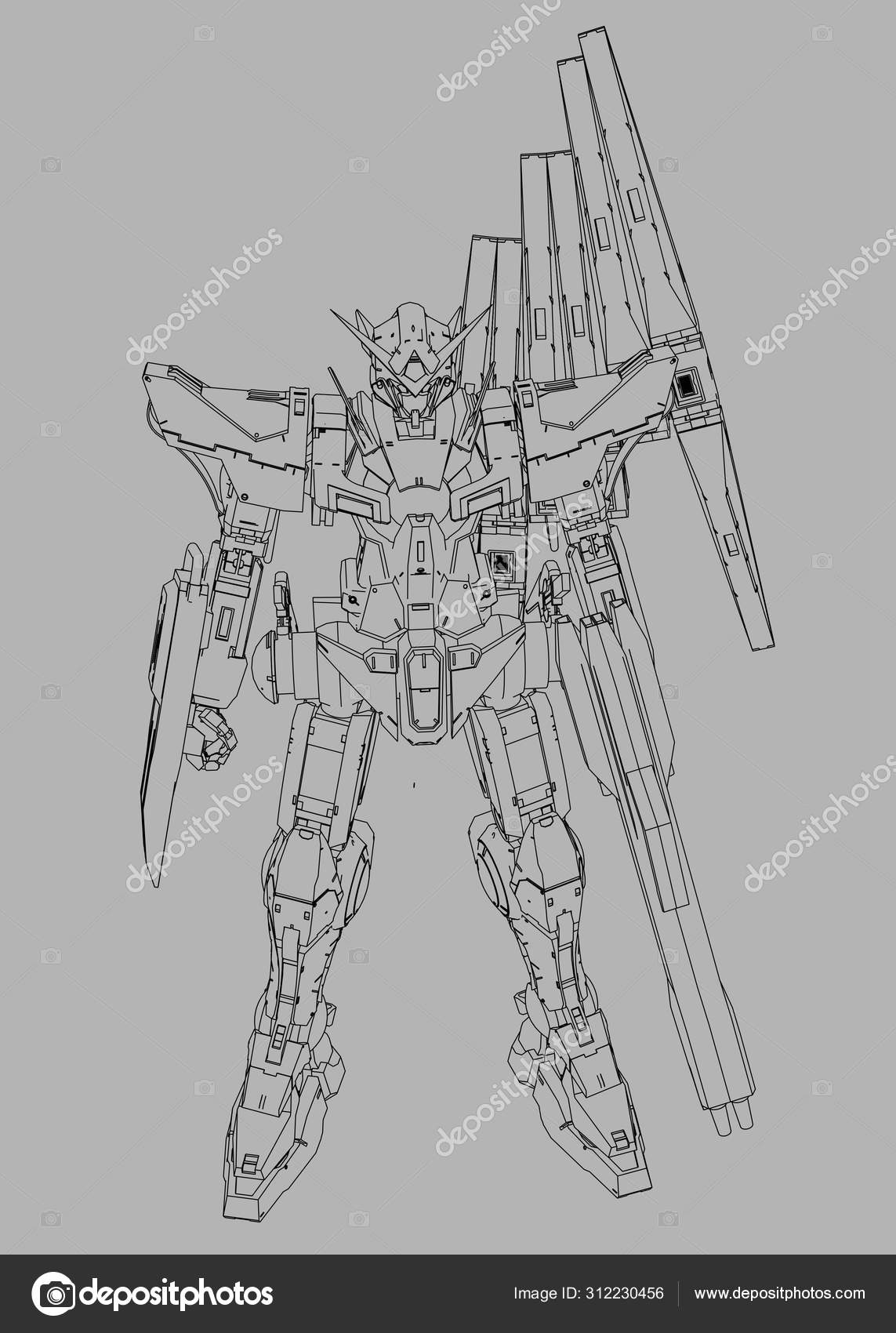 Sci-fi mech soldier standing. Military futuristic robot. Mech ...
