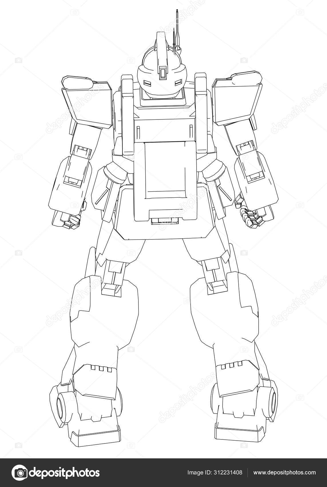 Sci-fi mech soldier standing. Military futuristic robot. Mech ...