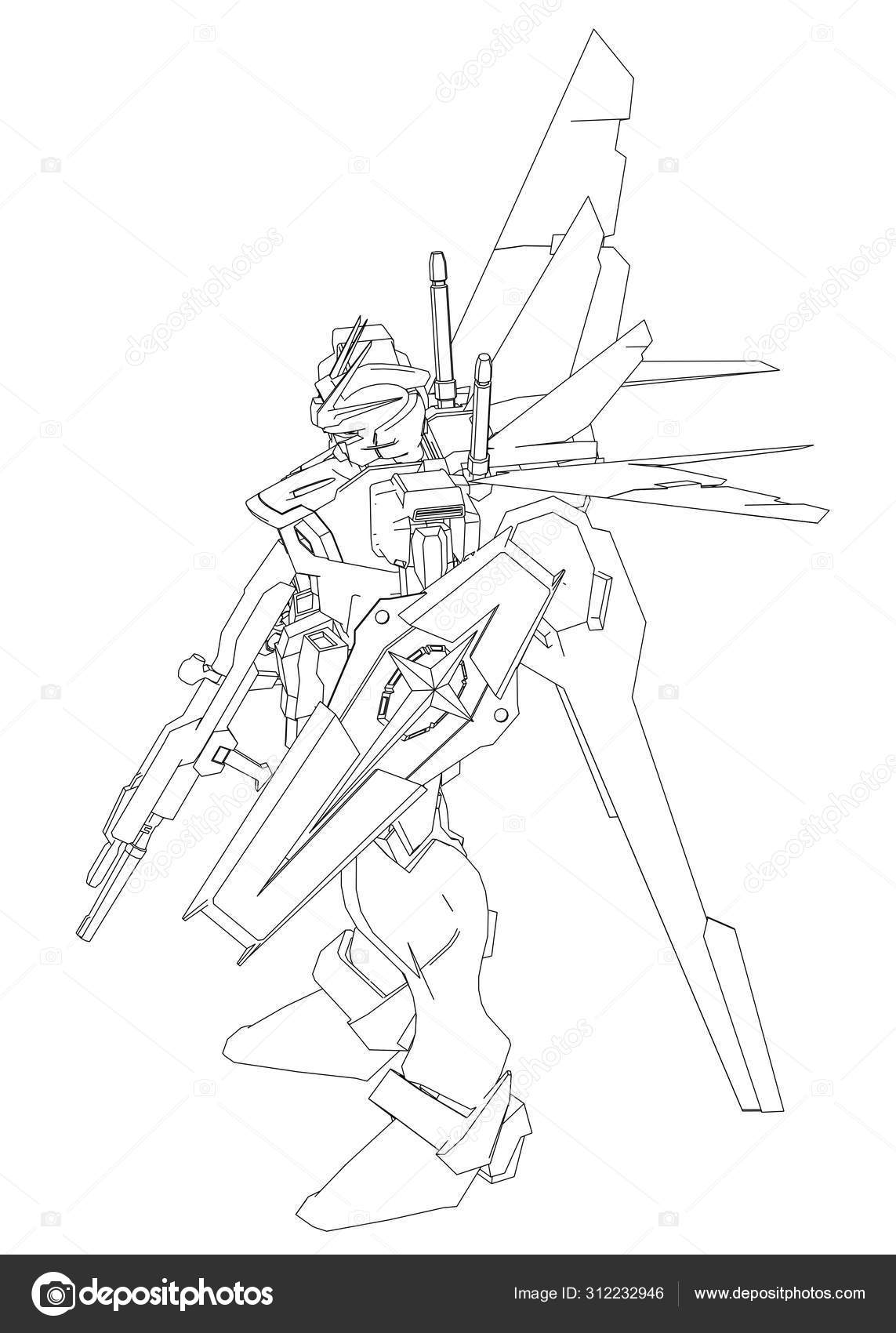 Sci-fi mech soldier standing. Military futuristic robot. Mech ...