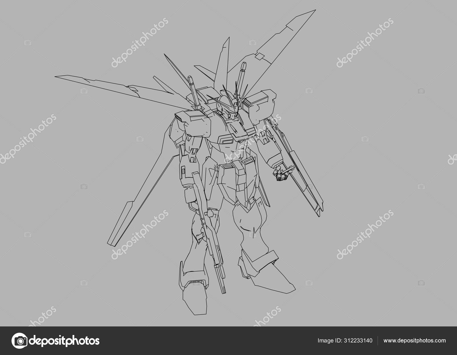 Sci-fi mech soldier standing. Military futuristic robot. Mech ...