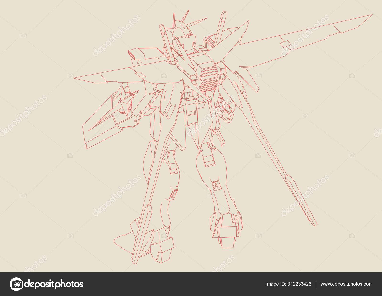 Sci-fi mech soldier standing. Military futuristic robot. Mech ...