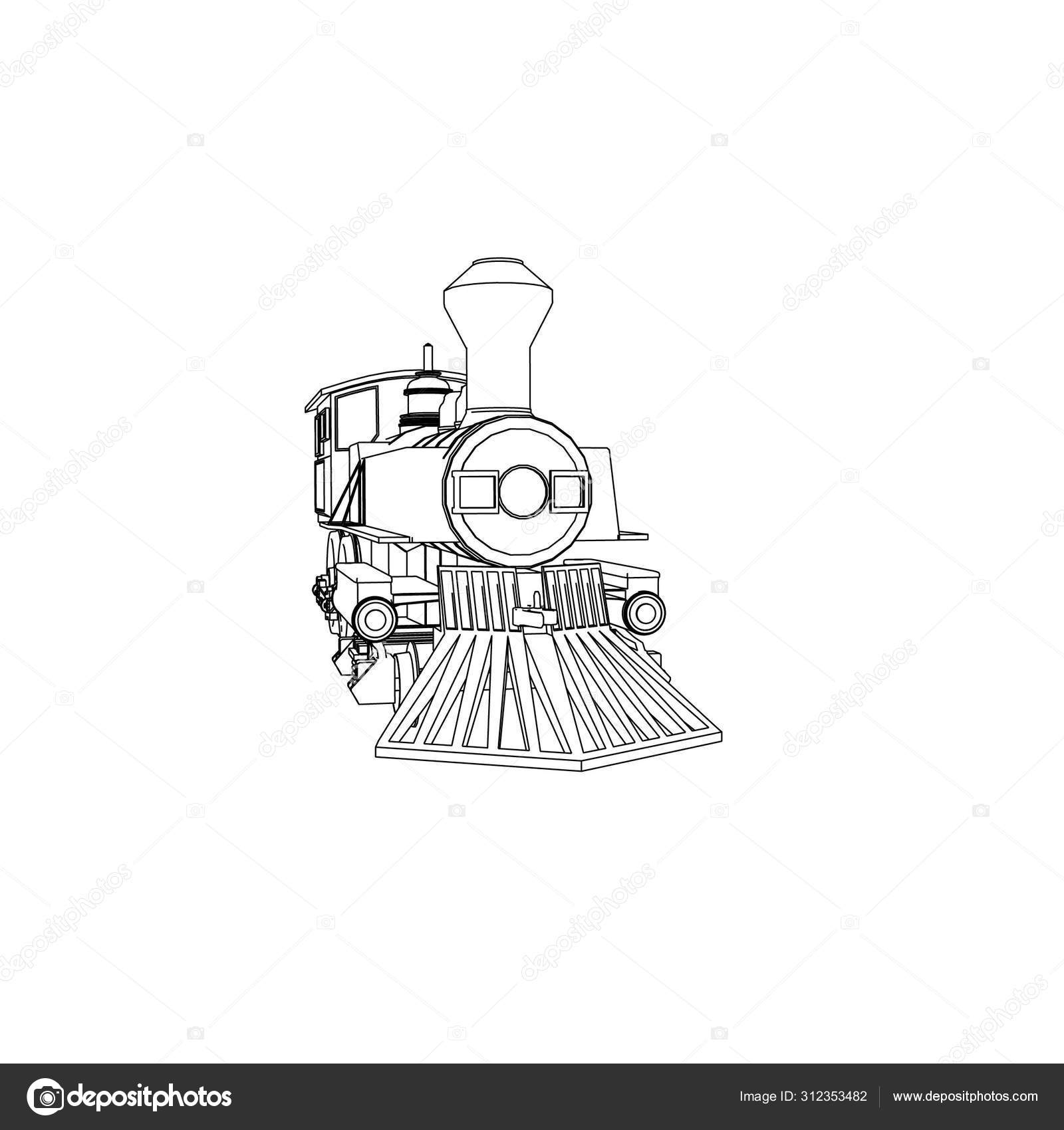 Line art of the train. Coloring page - Train - illustration for the ...