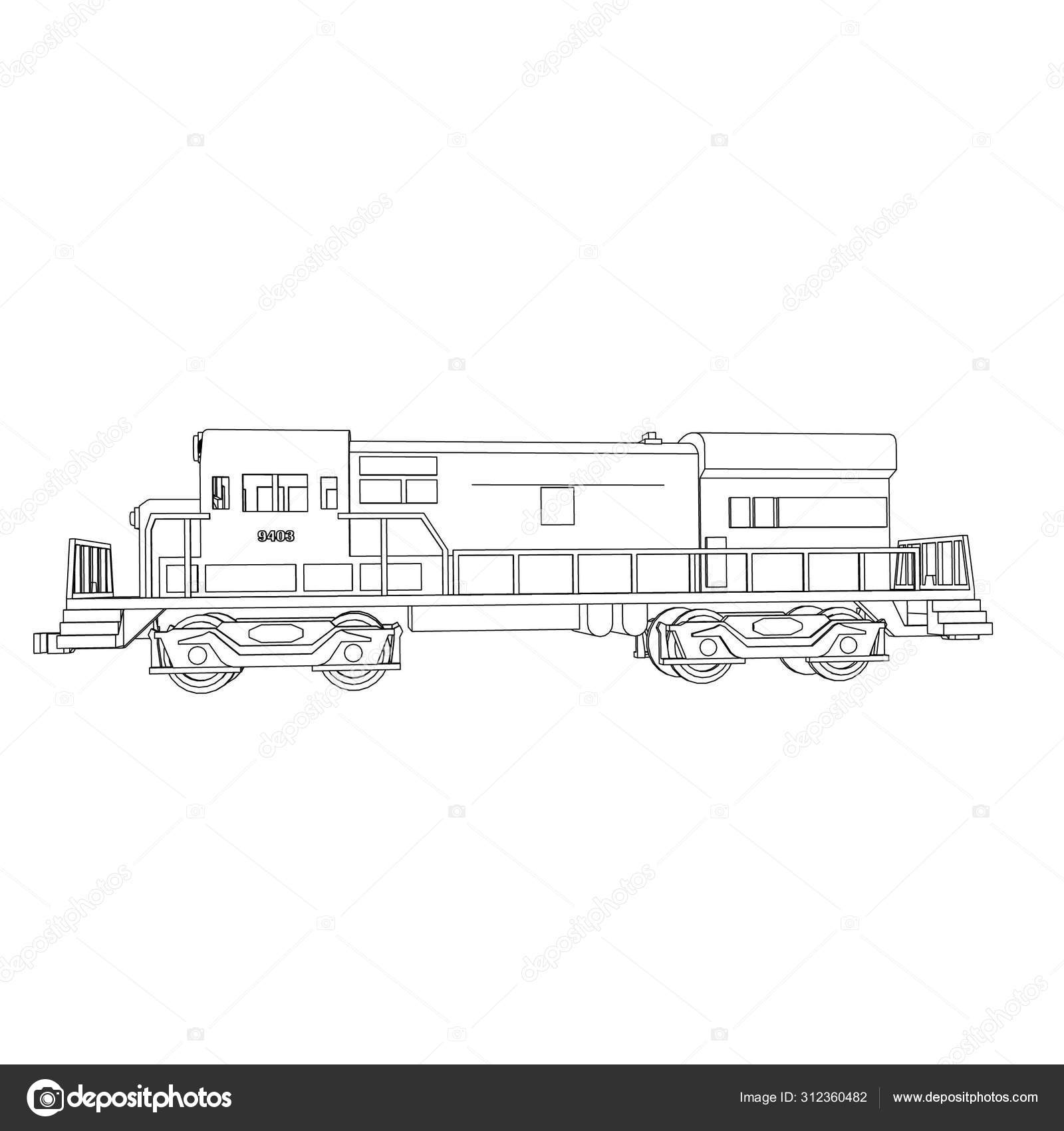 Line art kereta api. Coloring page - Train - ilustrasi untuk anak-anak ...