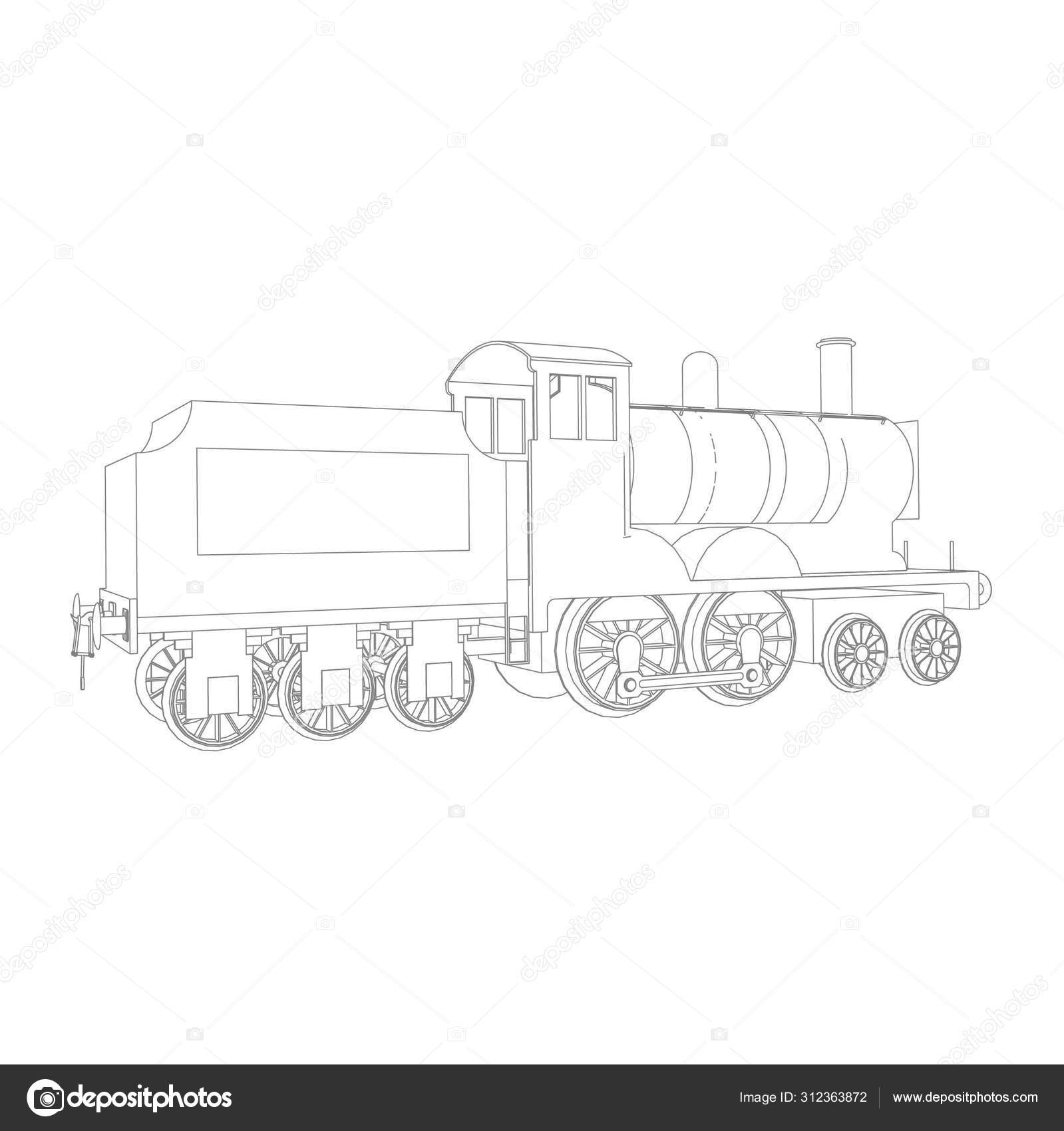 Line art of the train. Coloring page - Train - illustration for the ...
