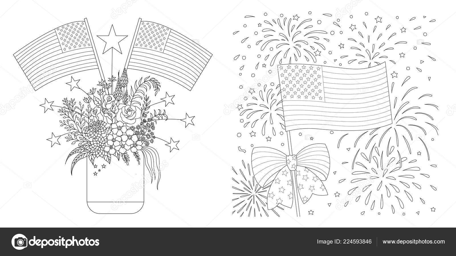 Line Drawing American Flag 1600x900 American Flag Isolated Coloring