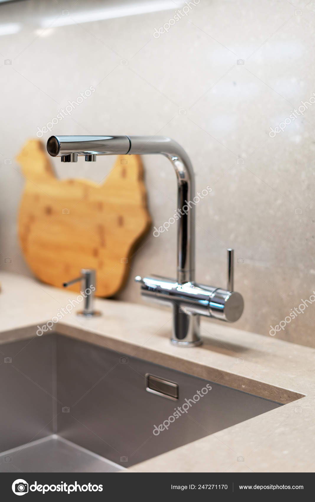 Vertical Side View Photo Mixer Cold Hot Water Modern Faucet — Stock ...