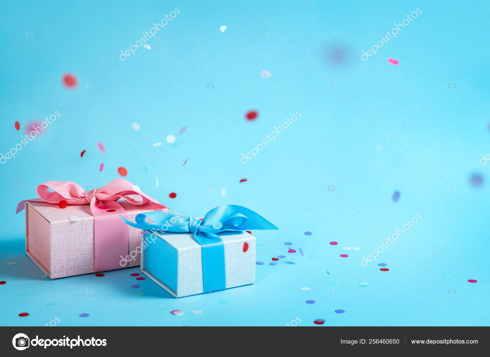 Beautiful present or gift box against color background — Stock Photo ...
