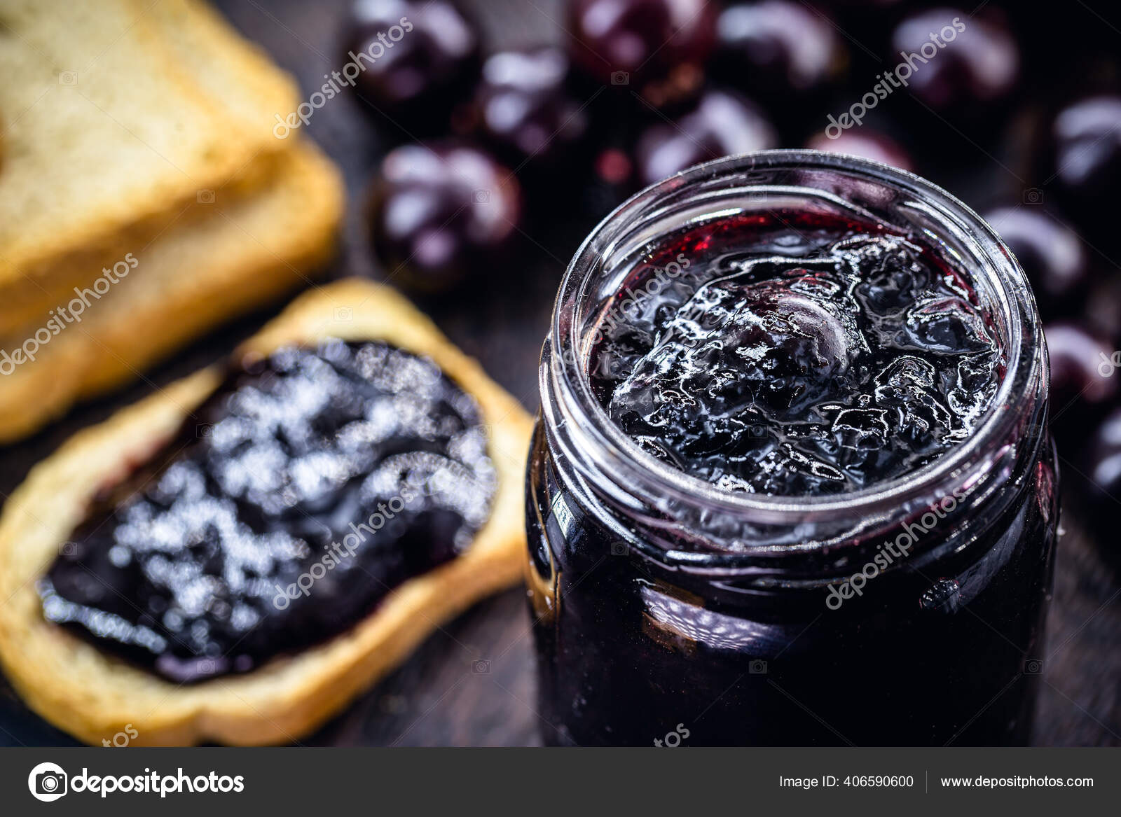 Toast Grape Jam Rustic Wooden Table Jabuticaba Exotic Brazilian Fruit ...