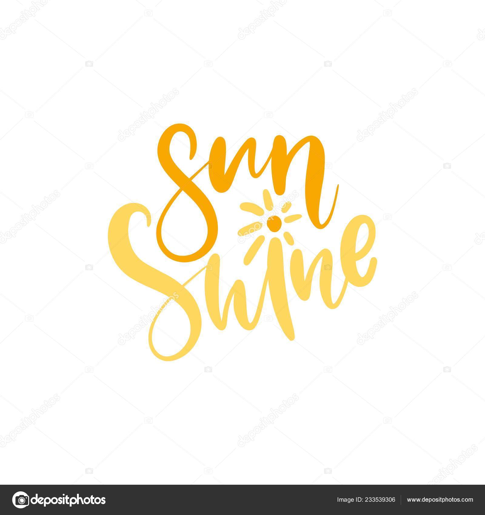 Sunshine Sun Shine Bright Colored Letters Modern Hand Drawn Lettering ...