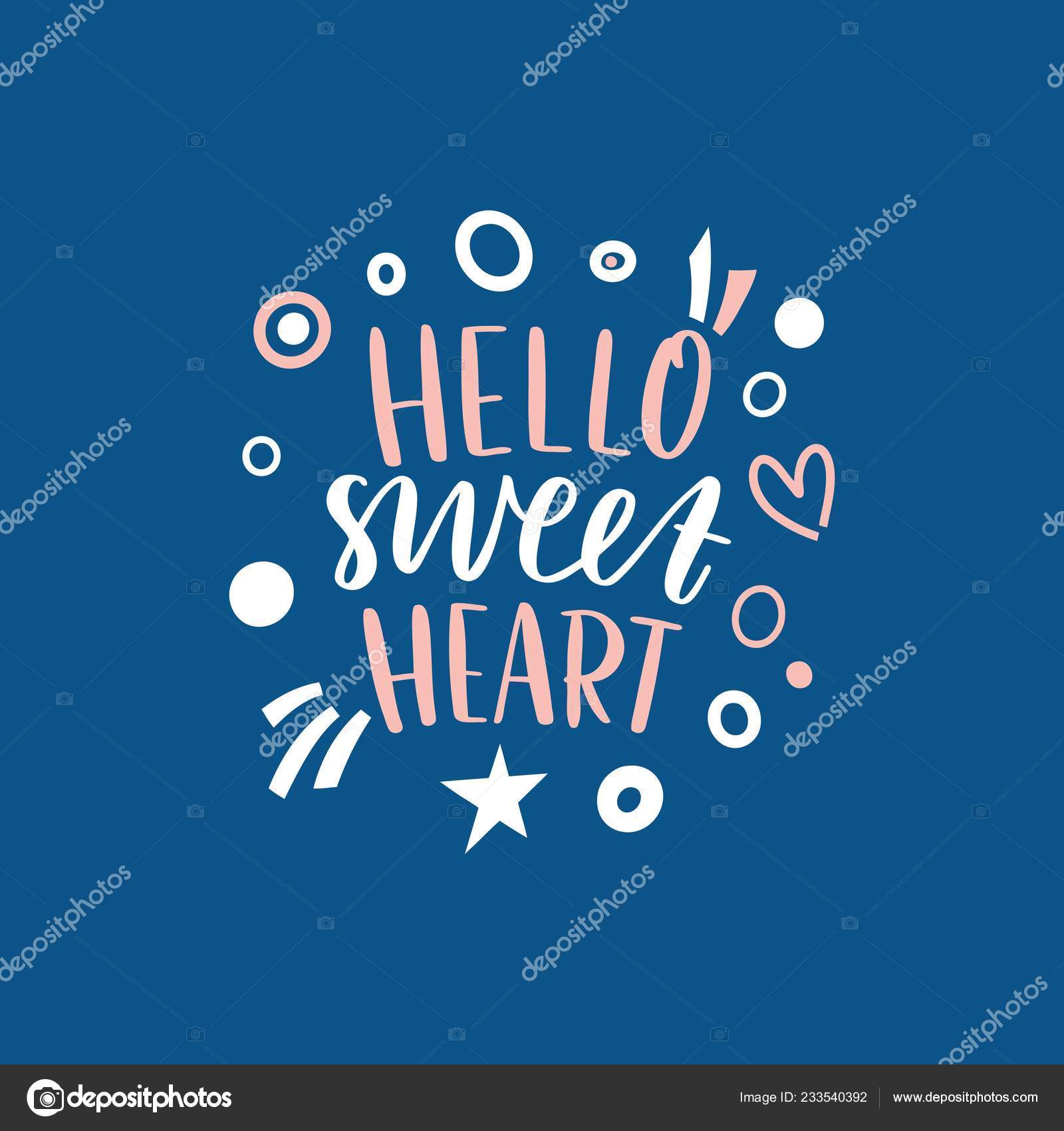 Hello Sweet Heart Bright Colored Letters Modern Hand Drawn Lettering ...