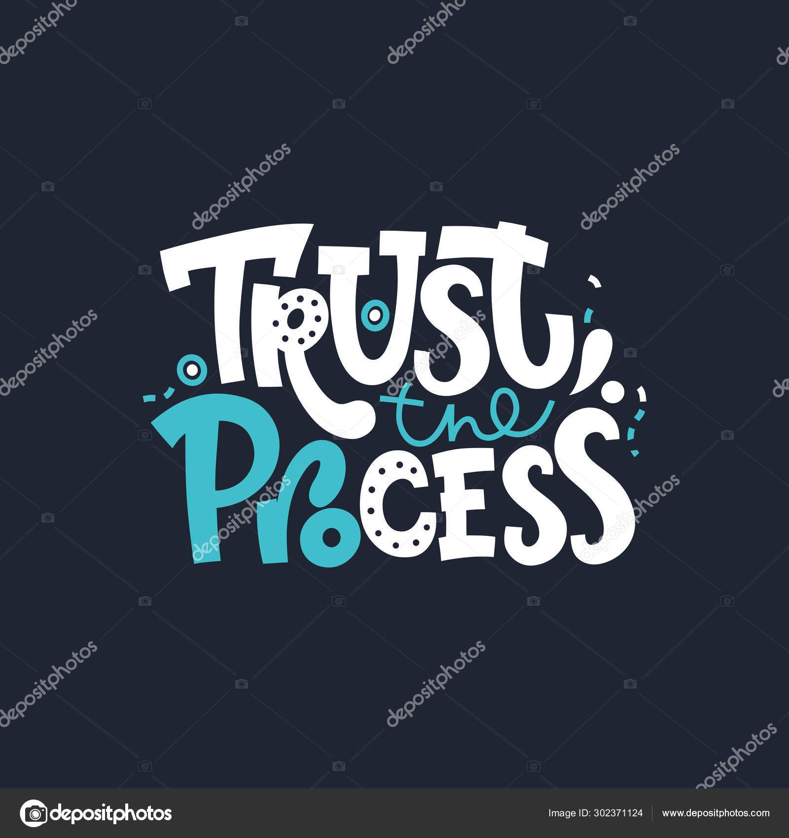 Trust Process Bright Colored Letters Modern Hand Drawn Lettering ...