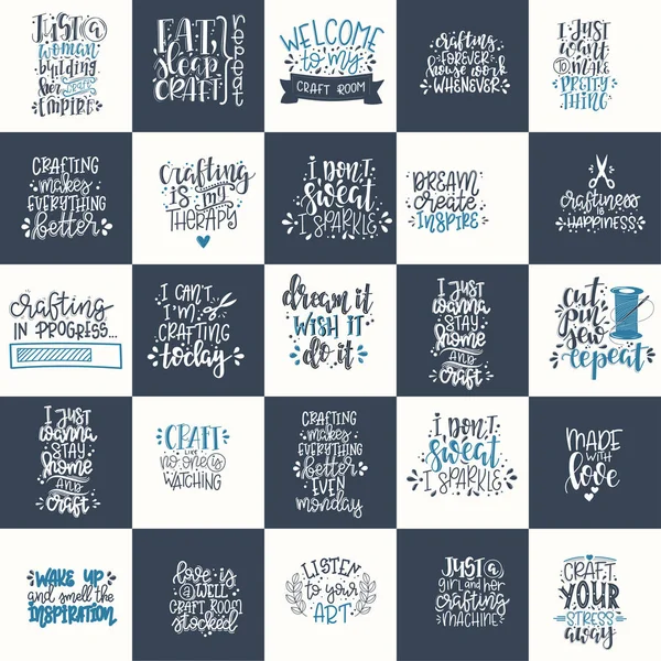 Craft motivational quote Hand drawn typography poster set. Conceptual ...