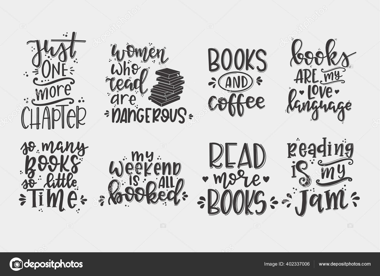 Conjunto de libros y letras de lectura Cartel tipográfico dibujado a ...