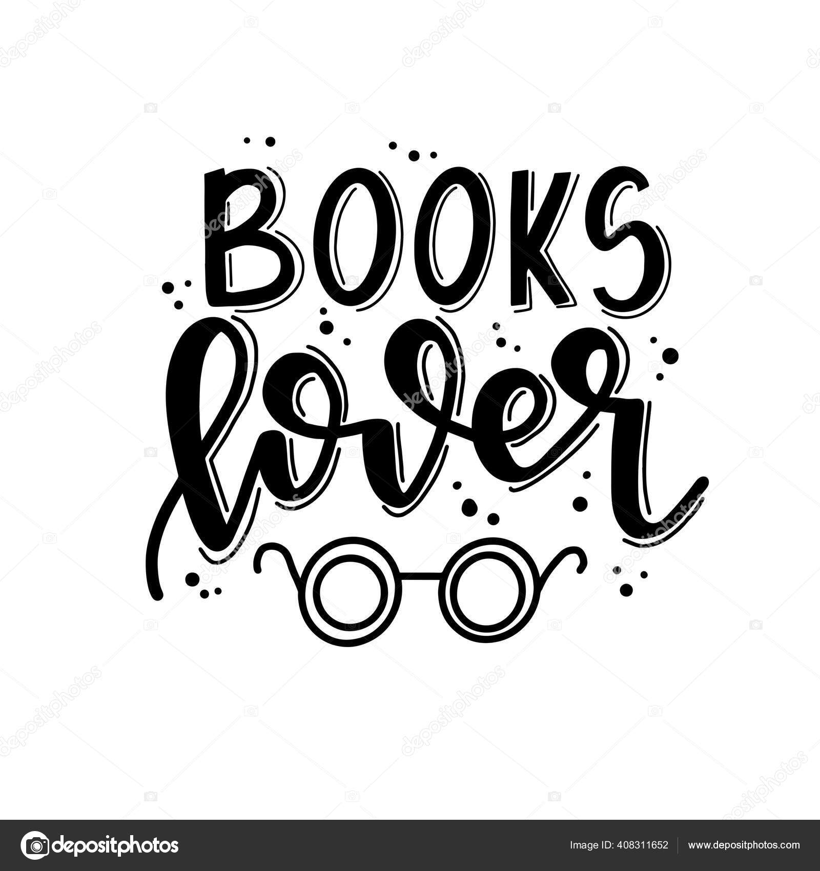 Books and reading lettering set Hand drawn typography poster ...