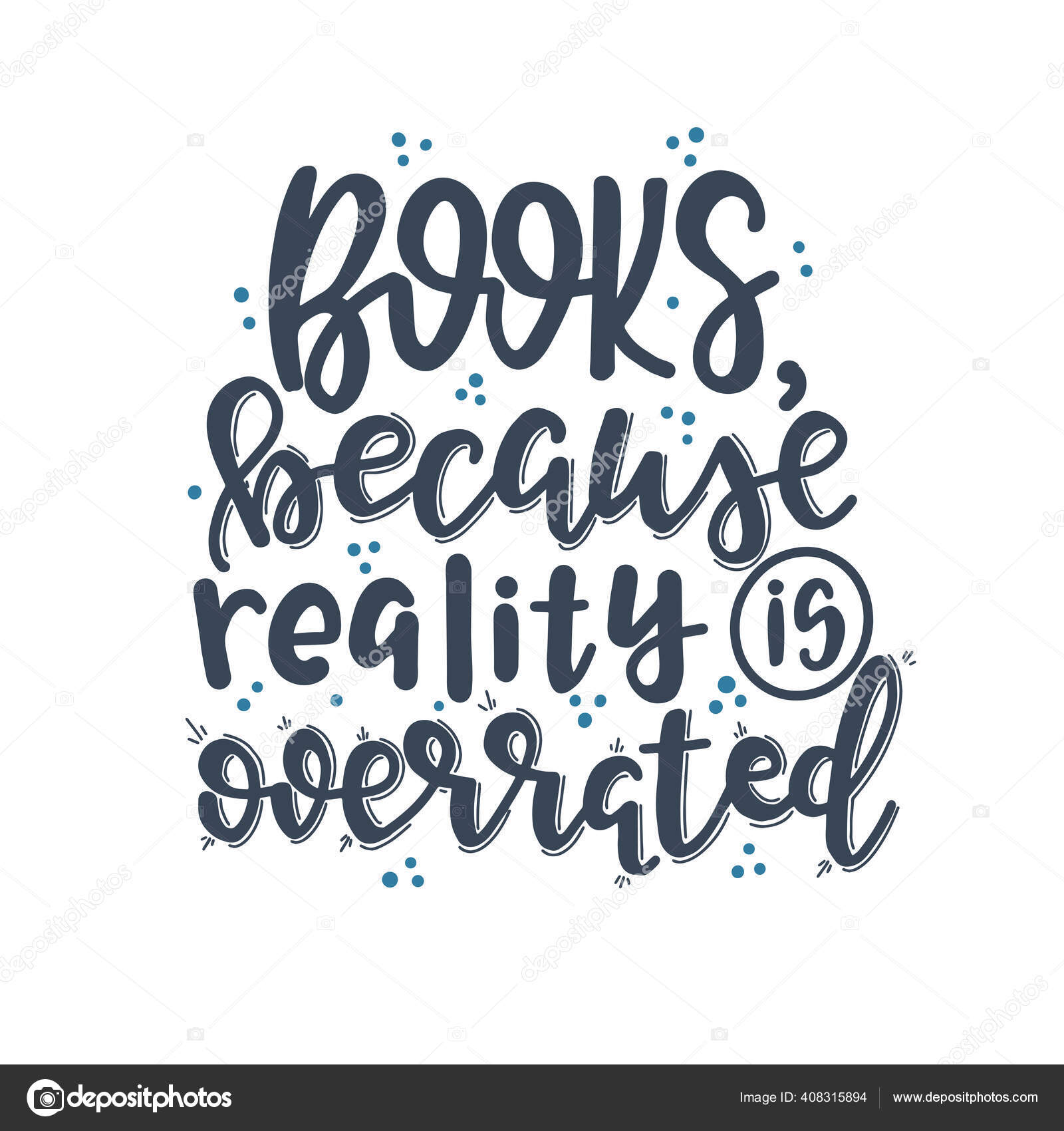 Books and reading lettering set Hand drawn typography poster ...