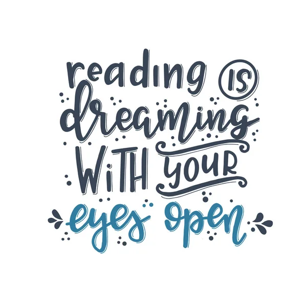 Books and reading lettering set Hand drawn typography poster ...