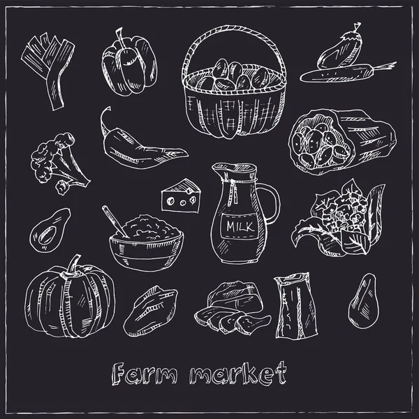 Farm fresh market, logo design, healthy food shop. Meat, milk, eggs ...