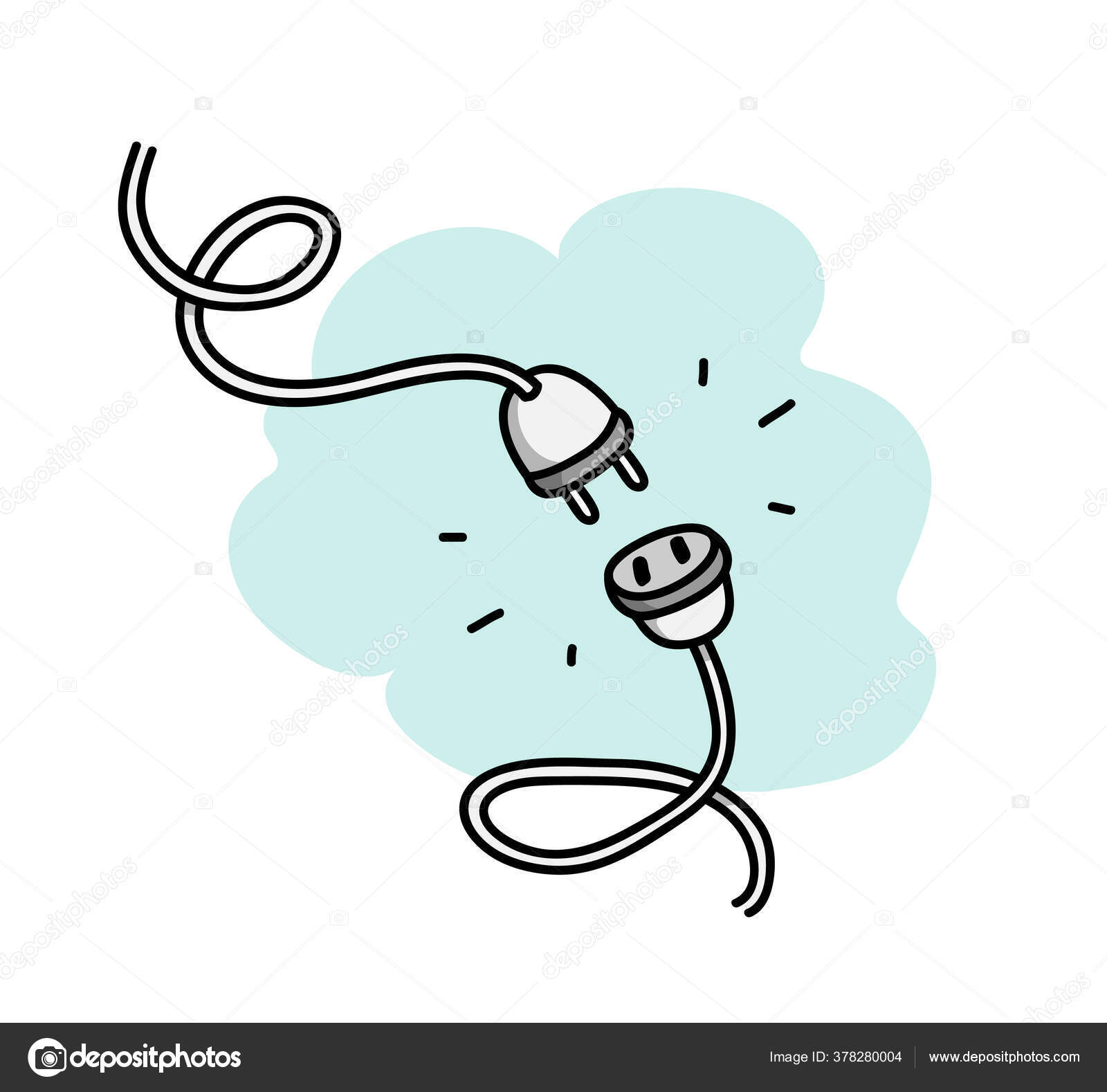 Unplugged Electrical Socket Plug Hand Drawn Vector Doodle Illustration ...