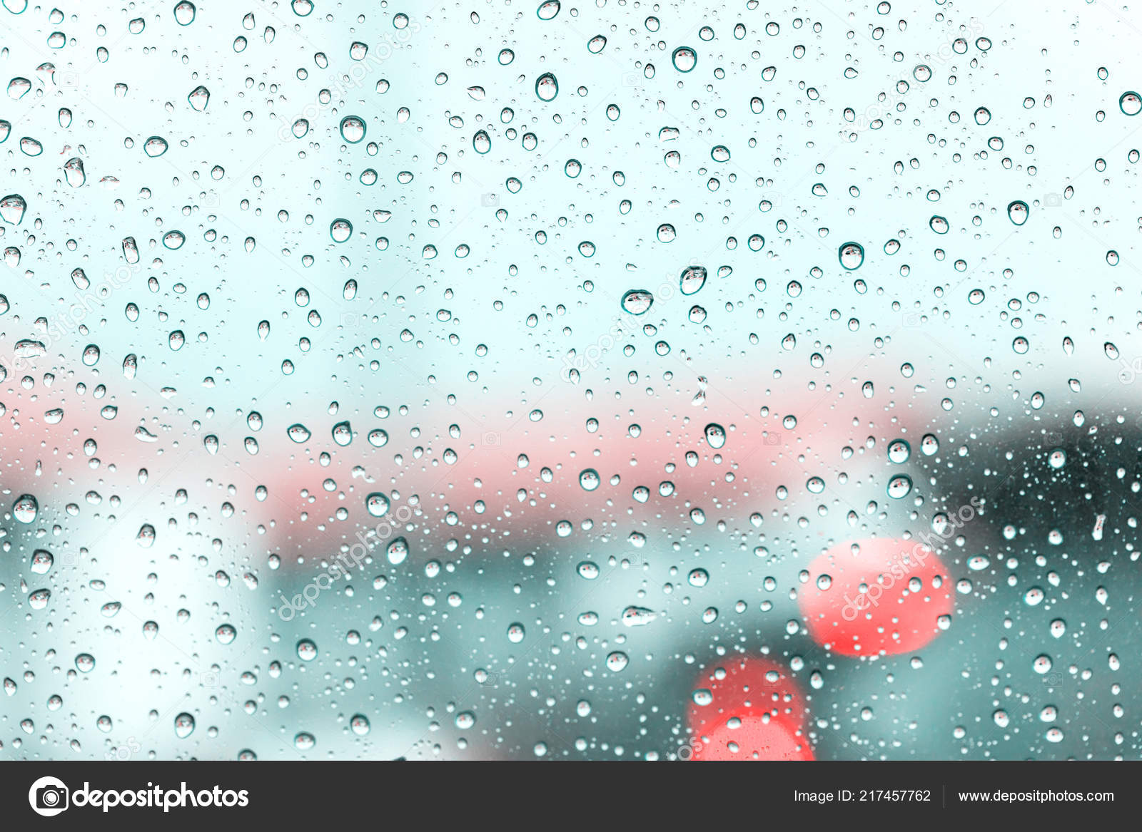 Rain Drops Car Windshield Rain Water Droplets Glass Window Rainy Stock ...