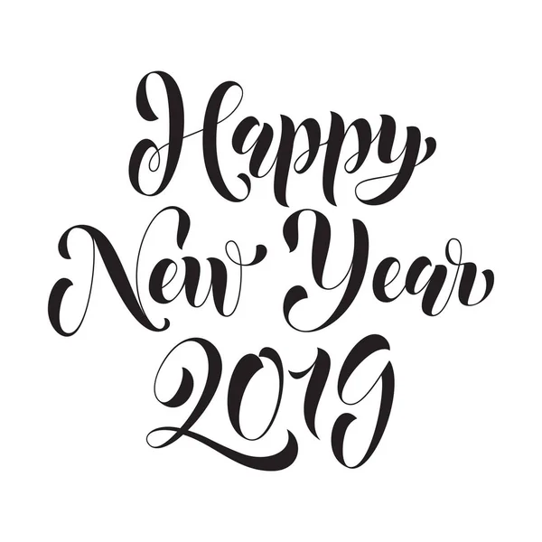Happy New Year flourish calligraphy lettering of swash line typography ...