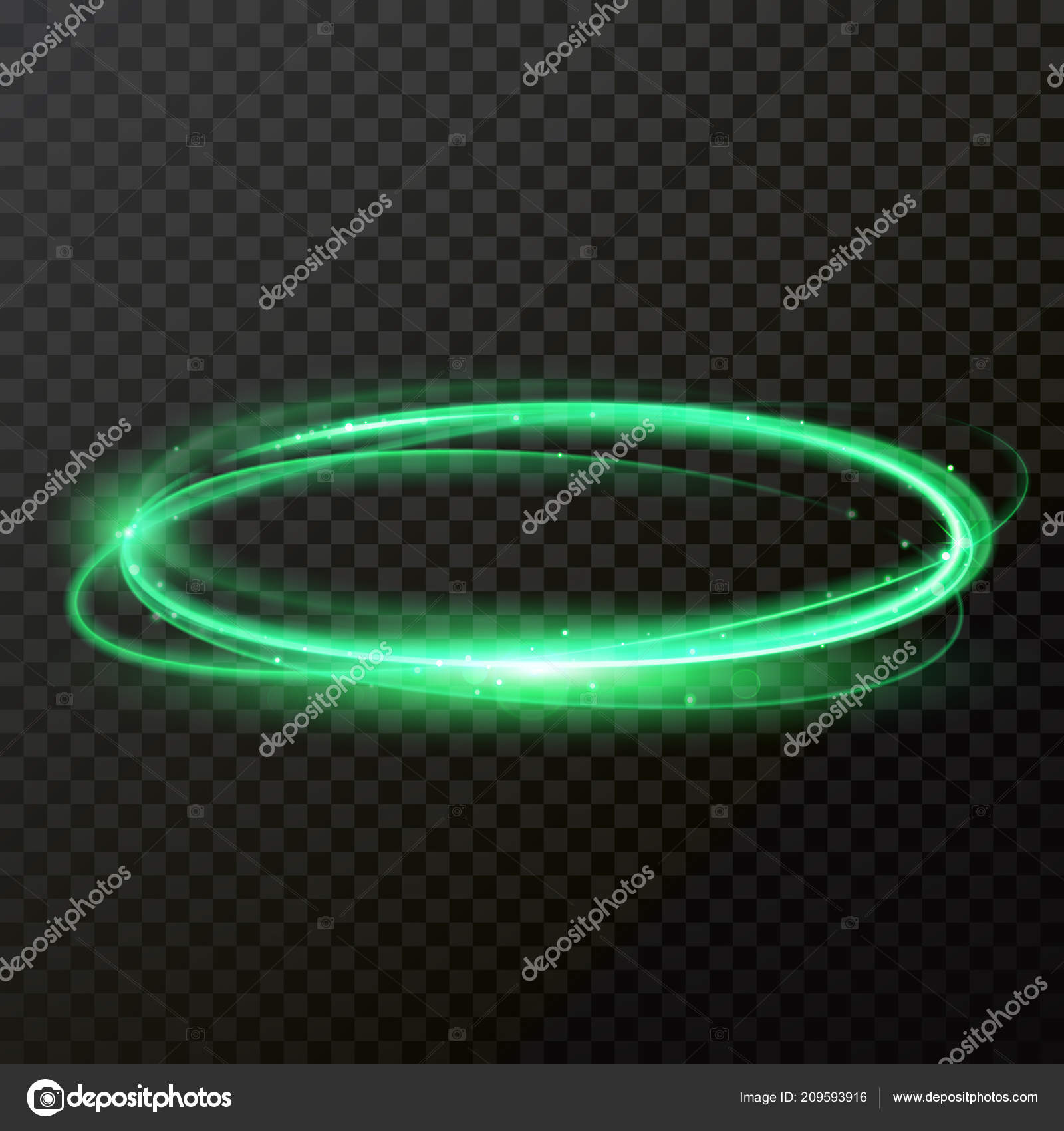 Green Neon Light Circle Vector Shiny Trace Spiral Twirl Trail Stock ...