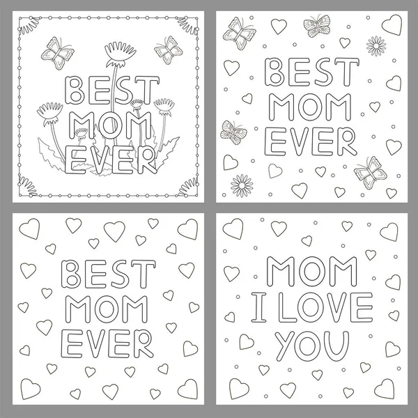Mother's Day Coloring Card Best Mom Ever Mom Coloring Page Stock Vector ...